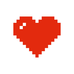 Red heart in pixel art style 8 bit icon on Vector Image