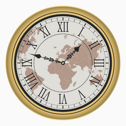 Realistic golden wall clock greek numbers Vector Image