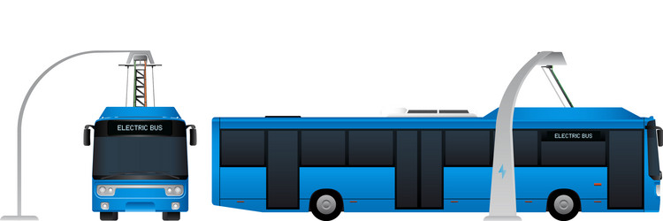 Blue electric bus Royalty Free Vector Image - VectorStock