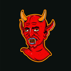 Hand drawn of devil head outline Royalty Free Vector Image