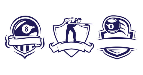 Set of billiards logo championship template Vector Image