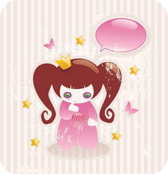 Cartoon little princess in a denim jacket Vector Image