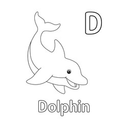 Dolphin animal tracing letter abc coloring page d Vector Image