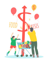 Food crisis inflation hunger global Royalty Free Vector