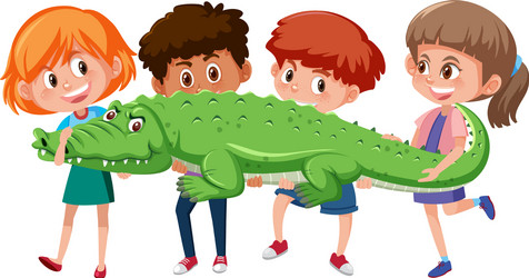 Girls Alligator Cartoon Clip Art