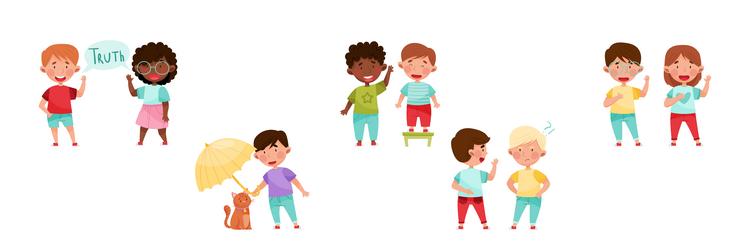 Little kid characters playing fair and honestly Vector Image