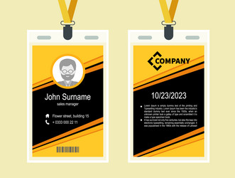 Yellow employee id card design template identity Vector Image