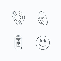 Phone call battery and sound icons Royalty Free Vector Image