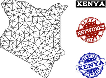 Polygonal 2d mesh map of kenya Royalty Free Vector Image