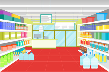 Cartoon bookstore interior with books on shelves Vector Image