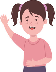 Cute little girl with hands up Royalty Free Vector Image