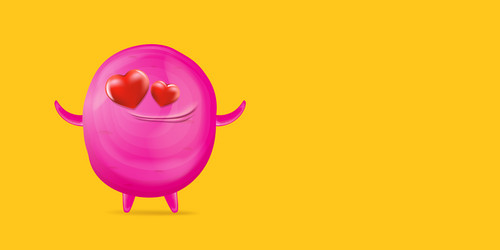 Cartoon funny pink alien monster with heart Vector Image