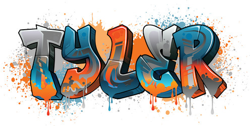 Graffiti styled urban street art tagging name Vector Image