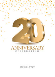 20 years anniversary birthday in gold Royalty Free Vector