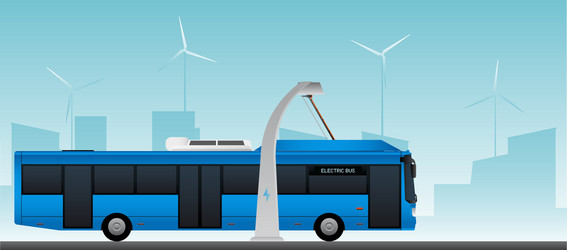 Blue electric bus Royalty Free Vector Image - VectorStock