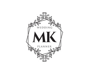 Mk initials letter wedding monogram logos Vector Image