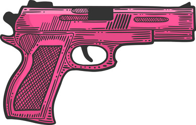 Pistol firearm for protection in doodle Royalty Free Vector