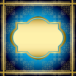 Blue card with golden frame Royalty Free Vector Image