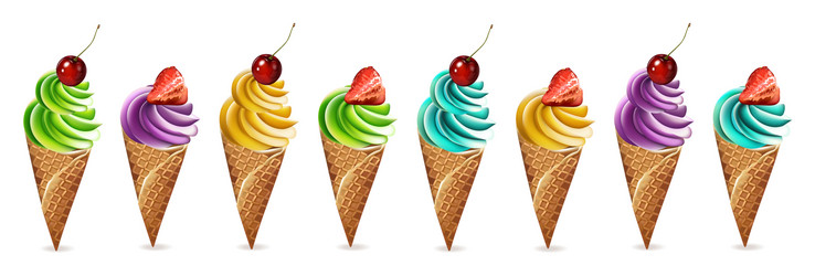 Colorful ice cream cones summer sweet Royalty Free Vector
