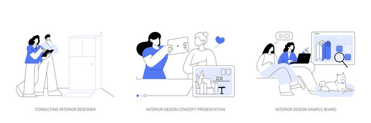 Interior design sample board abstract concept Vector Image