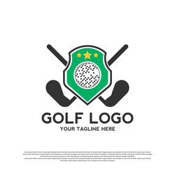 Hill green circle flag golf logo design Royalty Free Vector