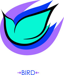 Stylized bird sign line drawing isolated on white Vector Image