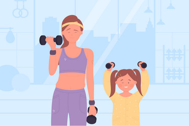 Active father and daughter workout Royalty Free Vector Image
