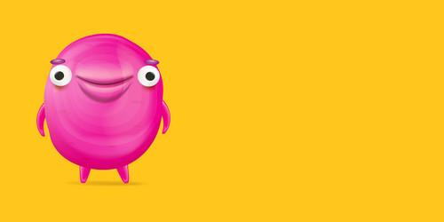 Cartoon funny pink alien monster with heart Vector Image