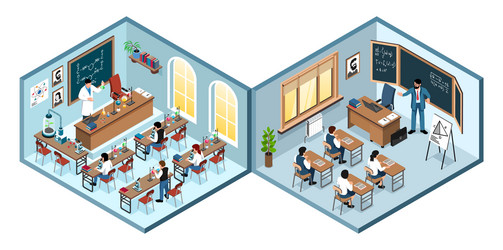 Isometric Classroom Scene Royalty Free Vector Image