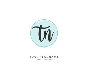 T n tn initial letter handwriting and signature Vector Image