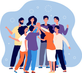 High five man greeting boy happy people cartoon Vector Image