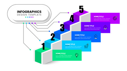 Infographic template staircase with 5 isometric Vector Image