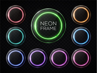 Neon light banners set halogen or led lamp square Vector Image