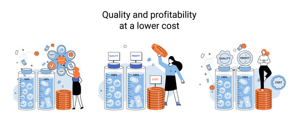 Quality and profitability at lower cost Royalty Free Vector
