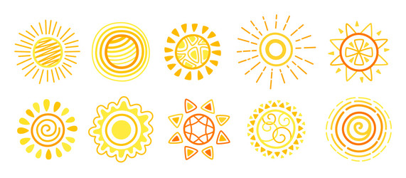 Sun protection sunblock sign set shine suns Vector Image