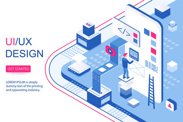 Modern mobile app ui ux kit design 3d isometric Vector Image