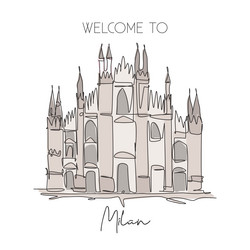 One single line drawing duomo di milano landmark Vector Image