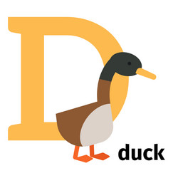 Letter d lowercase tracing practice worksheet duck