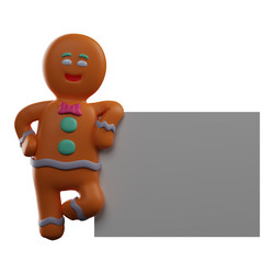Cute 3d gingerbread cartoon picture waving hand Vector Image