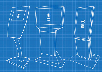 Blueprint of set interactive information kiosk Vector Image