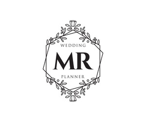 Mr initials letter wedding monogram logos Vector Image