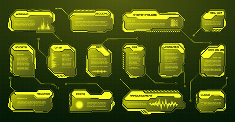 Yellow futuristic hud ui elements sci-fi user Vector Image