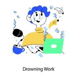 Drowning work Royalty Free Vector Image - VectorStock