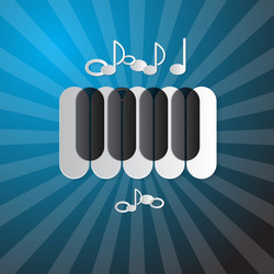 Piano keys music notes on blue background Vector Image