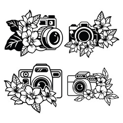 Hand-drawn floral camera cut files flower Vector Image