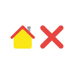 Icon concept house with x mark black outline Vector Image