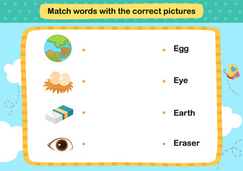 Match words with correct pictures Royalty Free Vector Image