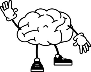 Cartoon brain with legs and hands Royalty Free Vector Image