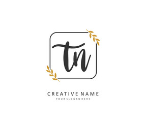 T n tn initial letter handwriting and signature Vector Image