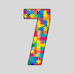 Color puzzle number - 1 one gigsaw piece Vector Image